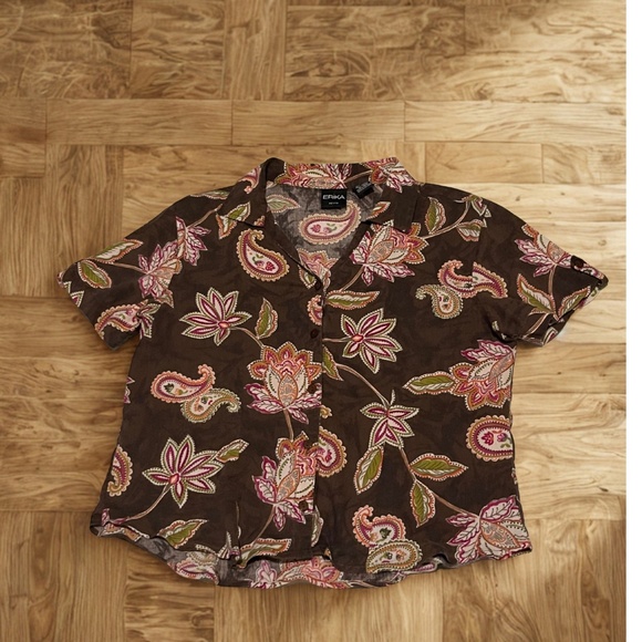 Erica Brown | Tops | Vintage Erica Brown Floral Buttonup Shirt Petite ...